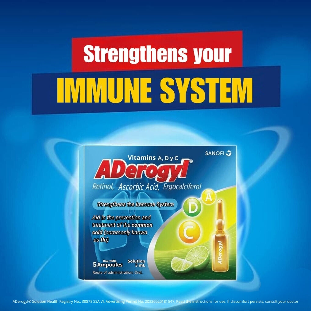 Aderogyl Vitamins A, C and D Strengthens The Immune System, 5 vials of ...